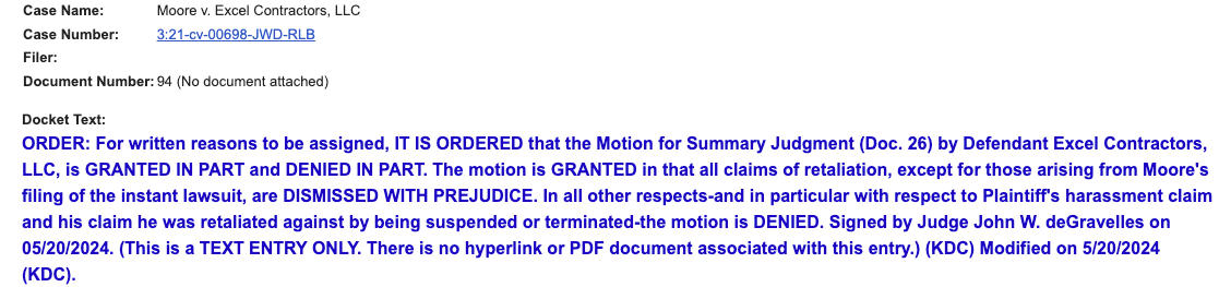 UPDATE: Judge Orders Racial Harassment/Retaliation case against Excel ...